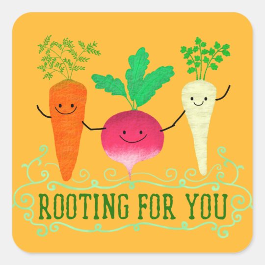 Positive Root Pun - Rooting for you Square Sticker | Zazzle.com