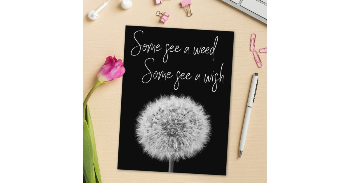 Positive thinking quote motivational dandelion postcard | Zazzle