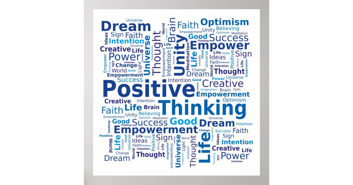 Positive Thinking Word Cloud - Blue Poster | Zazzle Positive Thinking Word Cloud - Blue Poster | Zazzle