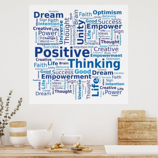 Positive Thinking Word Cloud - Blue Poster | Zazzle Positive Thinking Word Cloud - Blue Poster | Zazzle