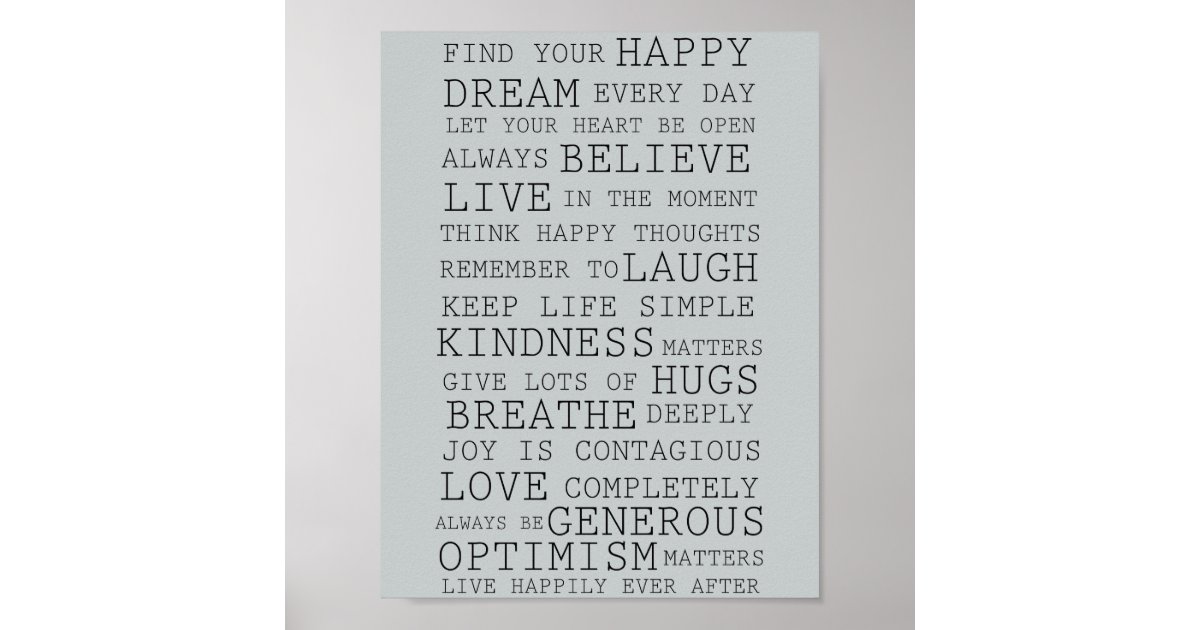 Positive Thoughts Inspirational Words Poster | Zazzle