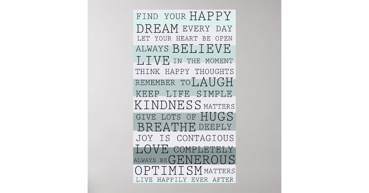 Positive Thoughts Inspirational Words Poster | Zazzle