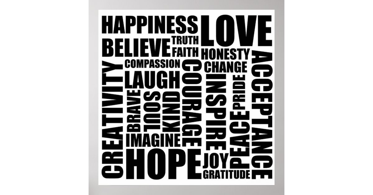 Positive Words Poster | Zazzle