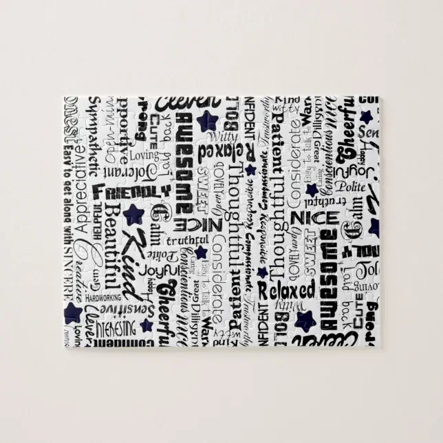 Positive words typography jigsaw puzzle | Zazzle
