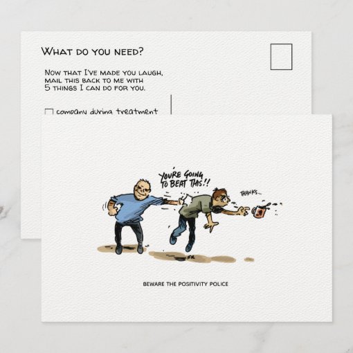Positivity Police Funny Cancer Cartoon Card | Zazzle