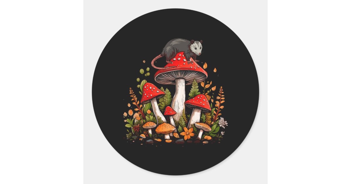 Possum Mushroom Cottagecore Aesthetic Opossum Whis Classic Round ...