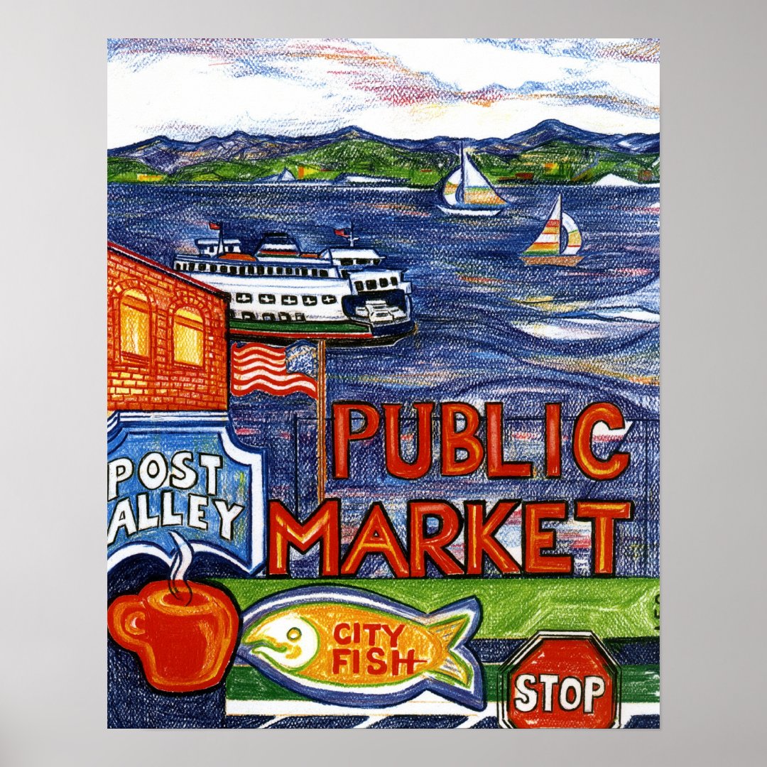 Post Alley with Ferry Poster | Zazzle