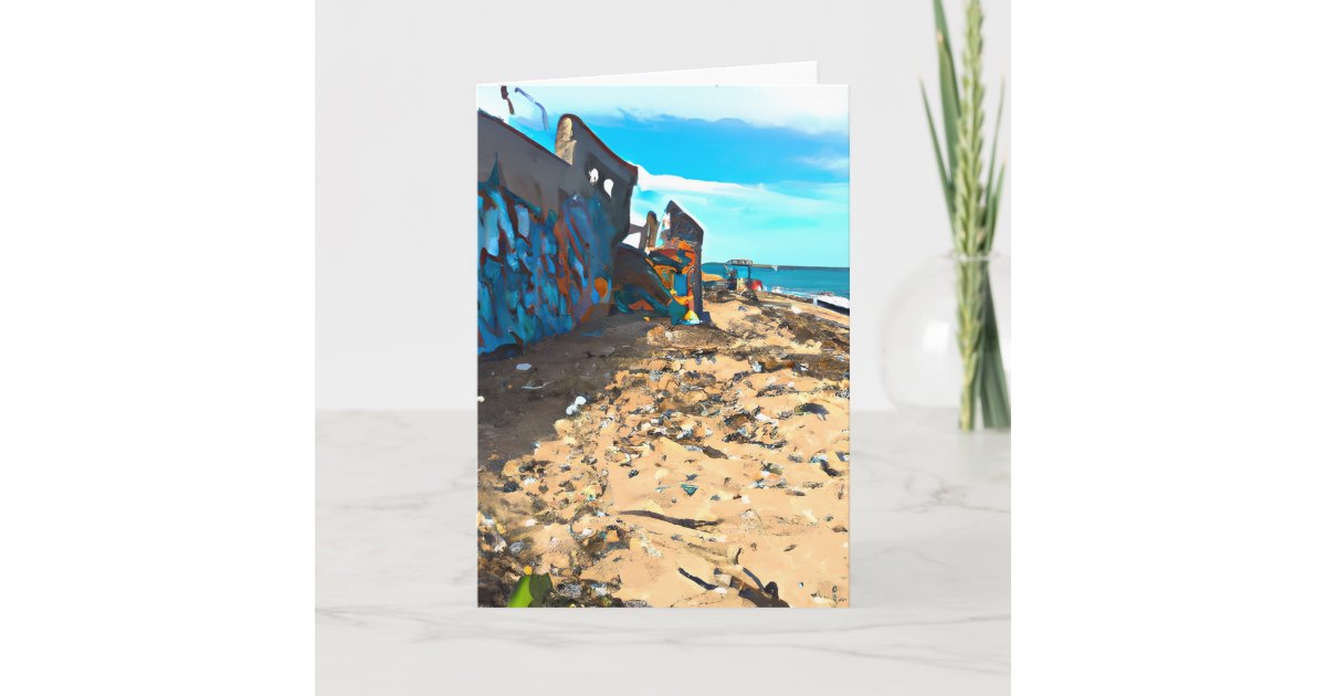 Post Apocalyptic Abandoned Beach Card | Zazzle