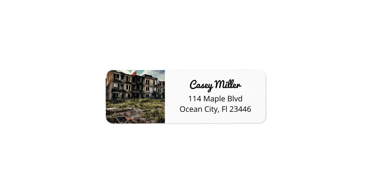 Post Apocalyptic Destruction | Abandoned Buildings Label | Zazzle