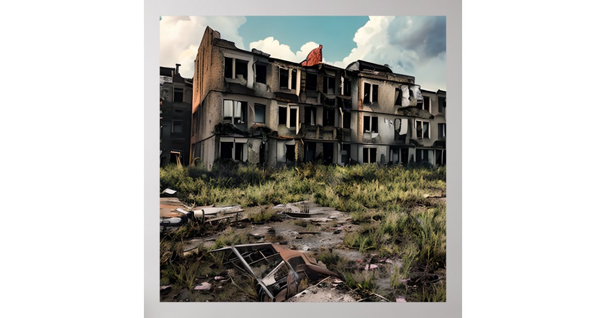Post Apocalyptic Destruction | Abandoned Buildings Poster | Zazzle
