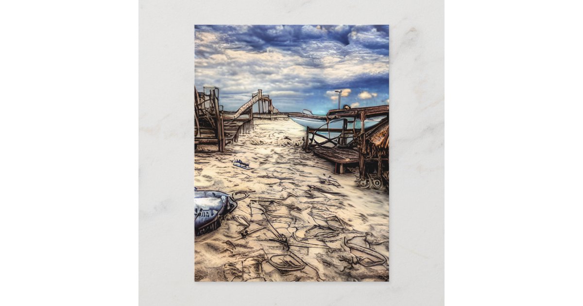 Post Apocalyptic Empty Abandoned Beach Postcard | Zazzle