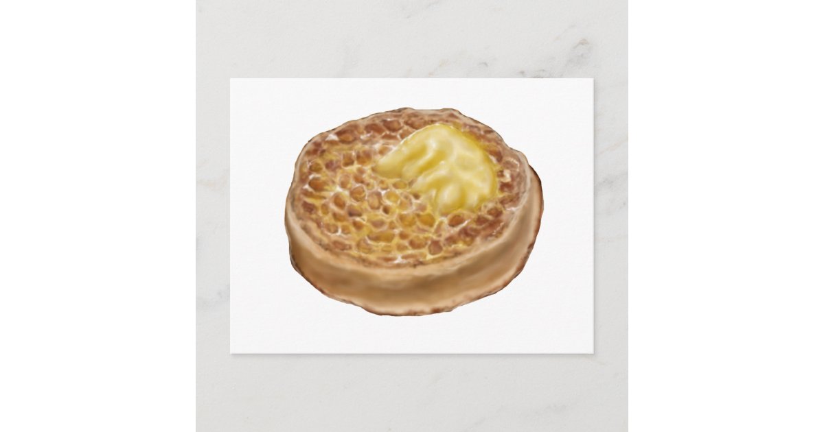 post card with hand drawn crumpet illustration | Zazzle