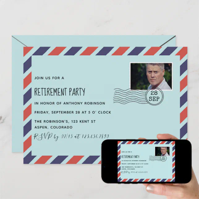 Post Office Retirement Party with photo invitation | Zazzle