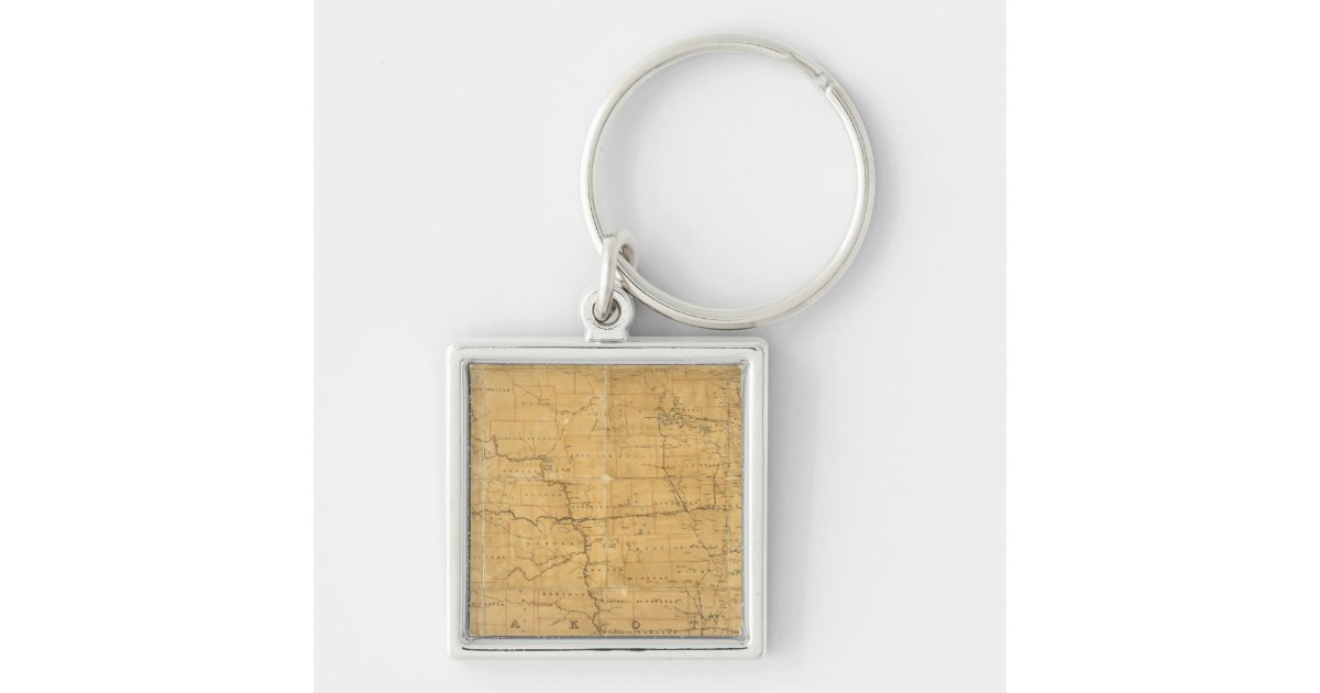 Post route map of the Territory of Dakota Keychain | Zazzle
