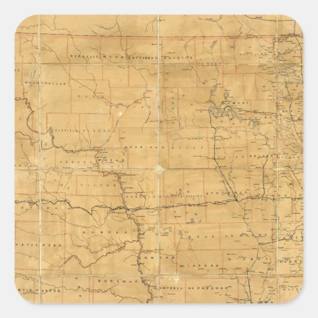 Post route map of the Territory of Dakota Square Sticker | Zazzle