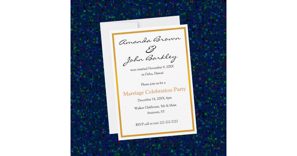 Post Wedding Marriage Celebration Party Invitation | Zazzle