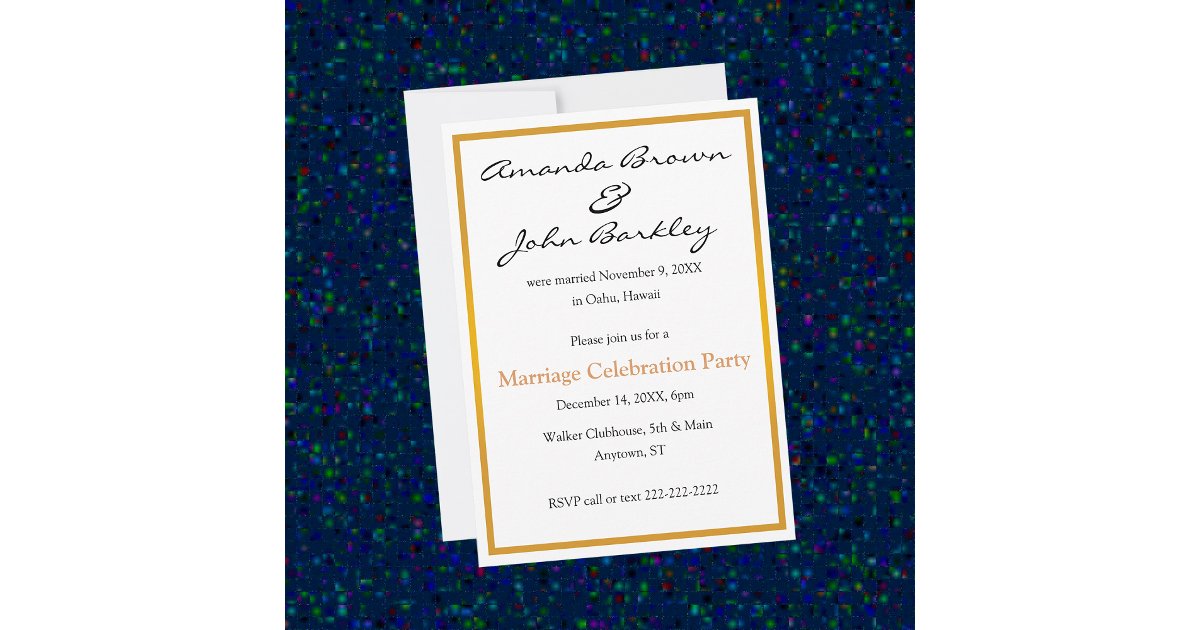 Post Wedding Marriage Celebration Party Invitation | Zazzle