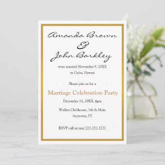Post Wedding Marriage Celebration Party Invitation | Zazzle
