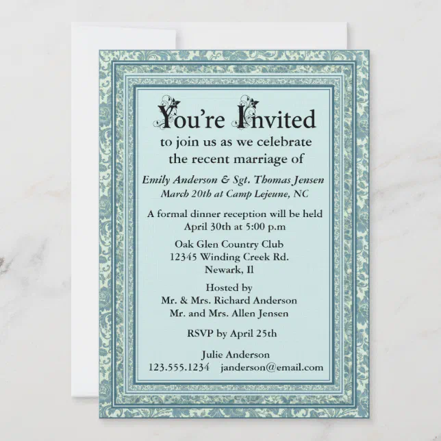 Post Wedding Reception Invitation | Zazzle