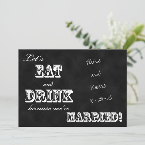 Post Wedding Reception Invitation -- Chalkboard | Zazzle