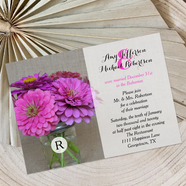 Post Wedding Reception Invitation - Mason Jar | Zazzle