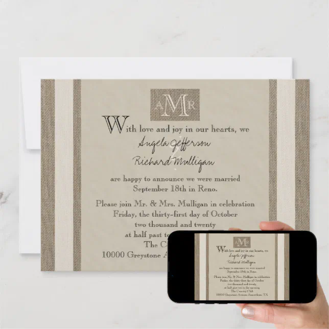 Post Wedding Reception Invitation - Parchment Look | Zazzle