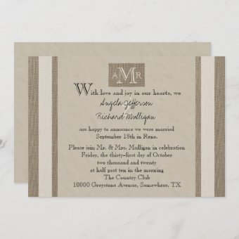 Post Wedding Reception Invitation - Parchment Look | Zazzle