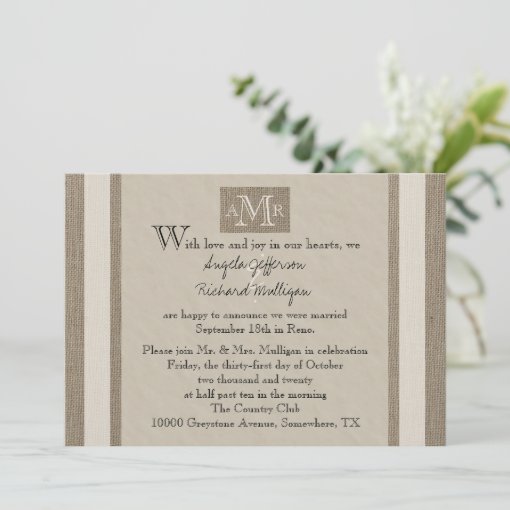 Post Wedding Reception Invitation - Parchment Look | Zazzle