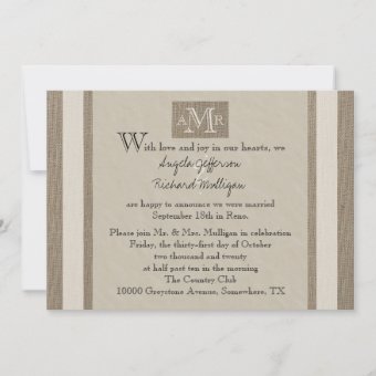 Post Wedding Reception Invitation - Parchment Look | Zazzle