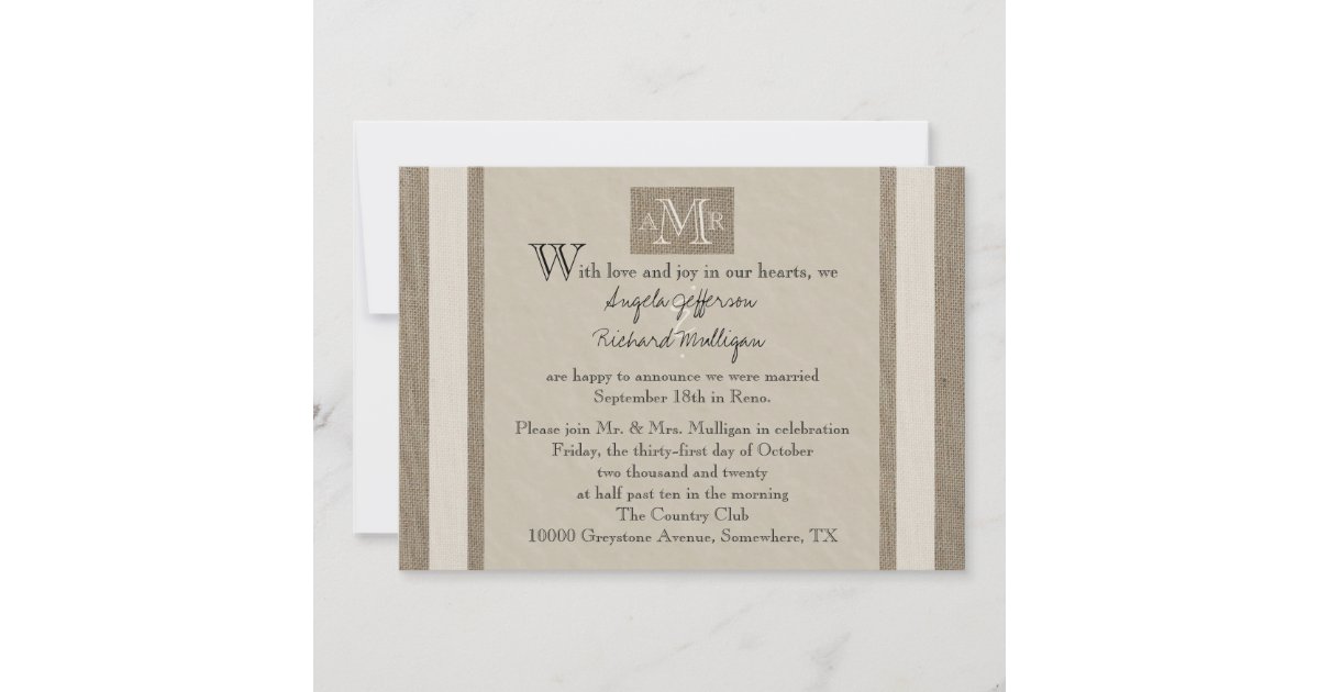 Post Wedding Reception Invitation - Parchment Look | Zazzle
