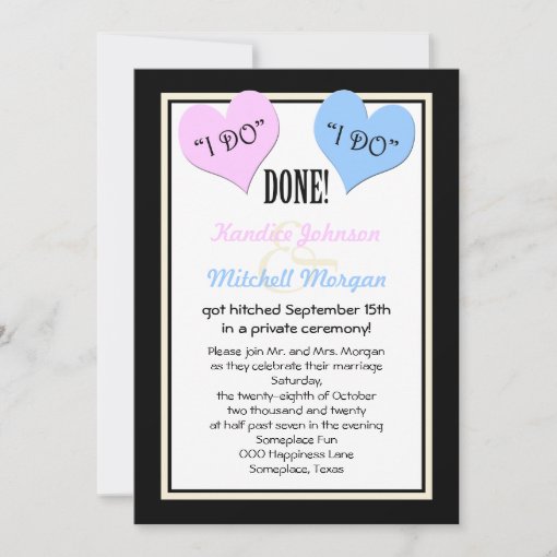 Post Wedding Reception Invitations -- I Do | Zazzle