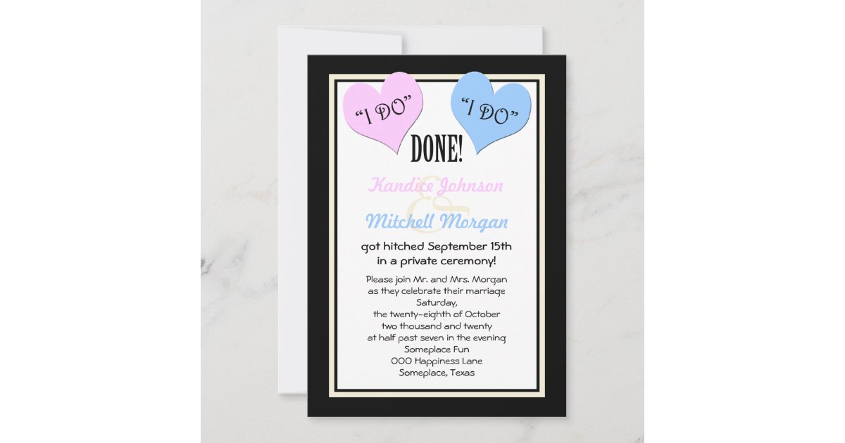 Post Wedding Reception Invitations -- I Do | Zazzle