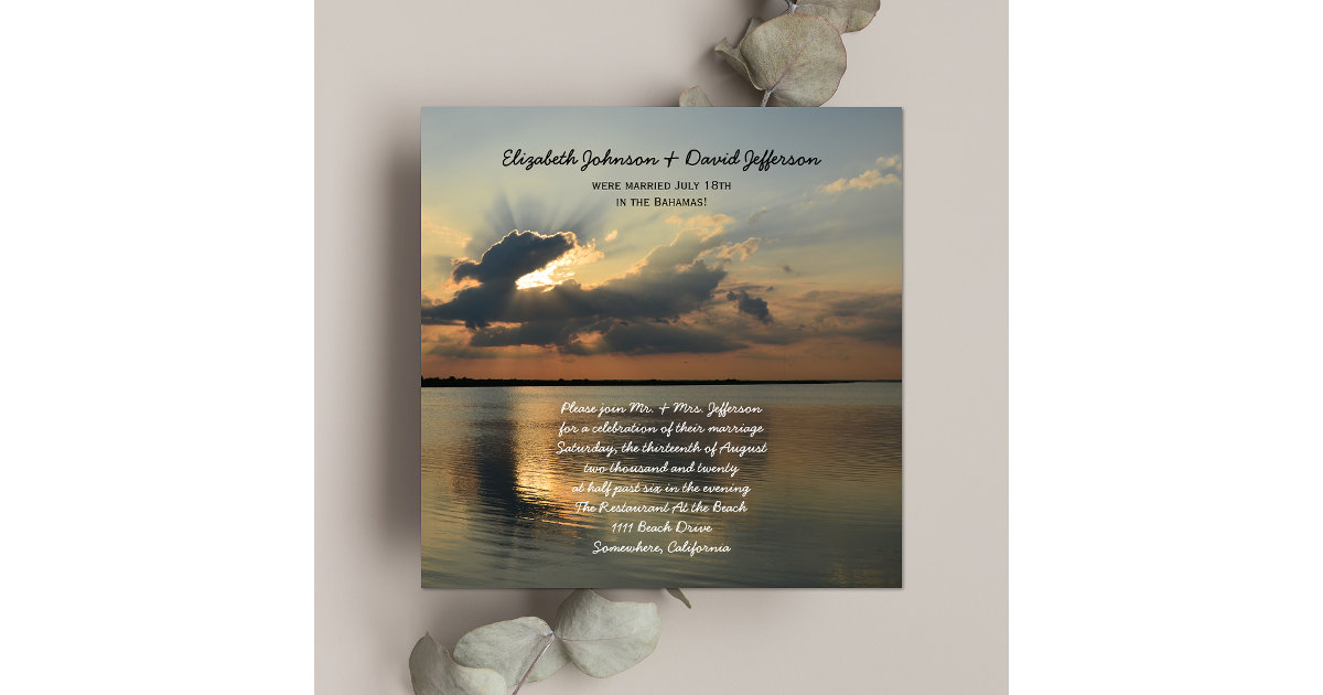 Post Wedding Reception Invitations - Sunset | Zazzle