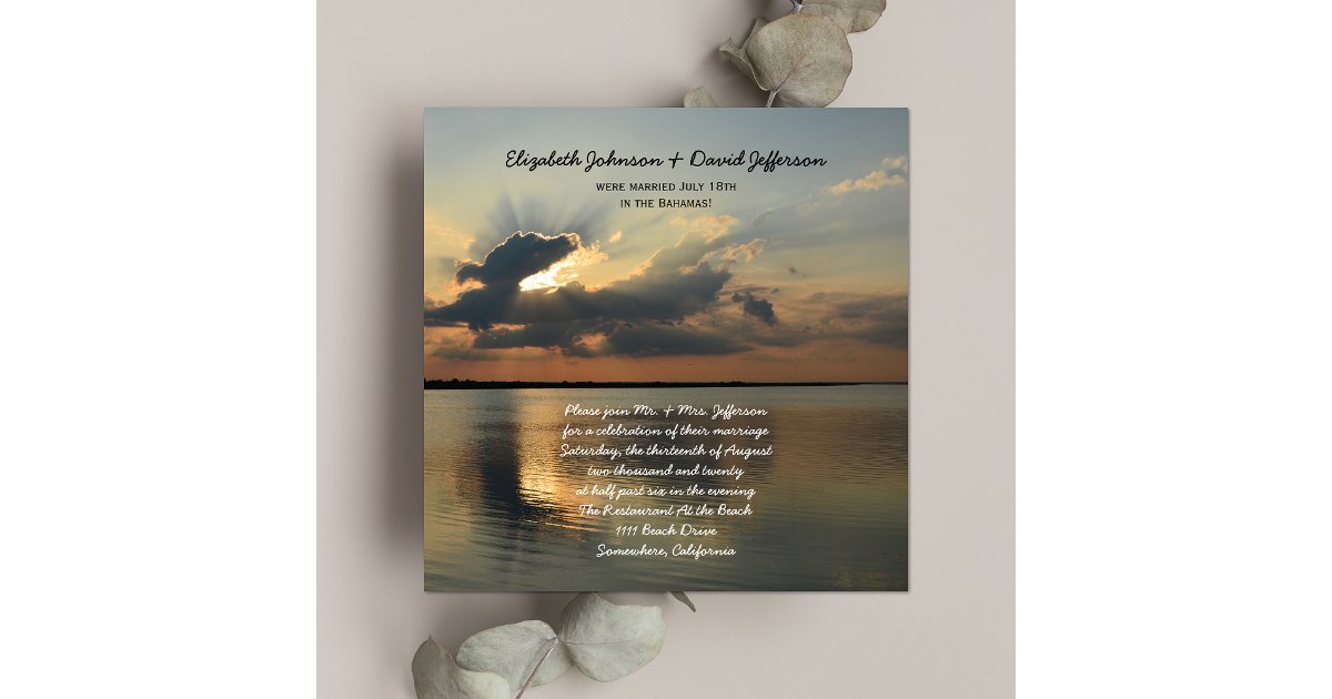Post Wedding Reception Invitations - Sunset | Zazzle
