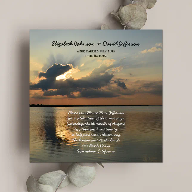 Post Wedding Reception Invitations - Sunset | Zazzle