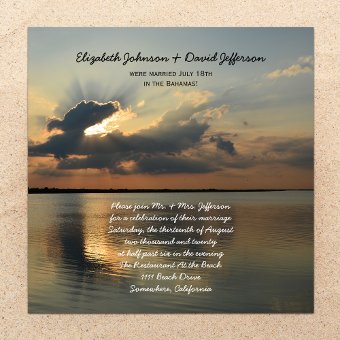 Post Wedding Reception Invitations - Sunset | Zazzle