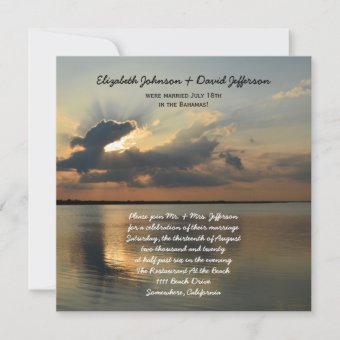 Post Wedding Reception Invitations - Sunset | Zazzle
