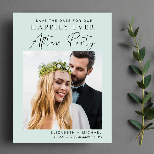 Post Wedding Reception Mint Save the Date Announcement Postcard | Zazzle