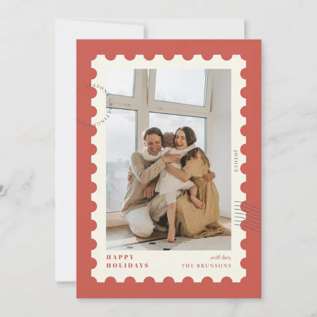 Postage Photo Frame Christmas Holiday Card | Zazzle