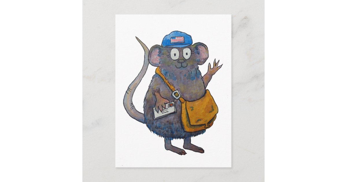 Postal Post Mail Carrier Postman Thank You Mouse Postcard | Zazzle