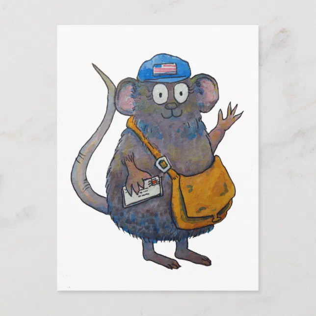 Postal Post Mail Carrier Postman Thank You Mouse Postcard | Zazzle
