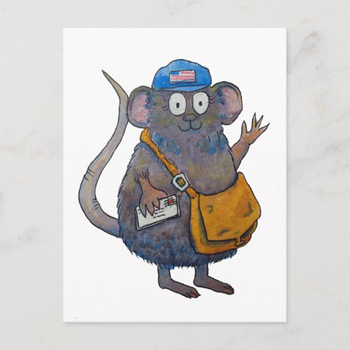 Postal Post Mail Carrier Postman Thank You Mouse Postcard | Zazzle.com