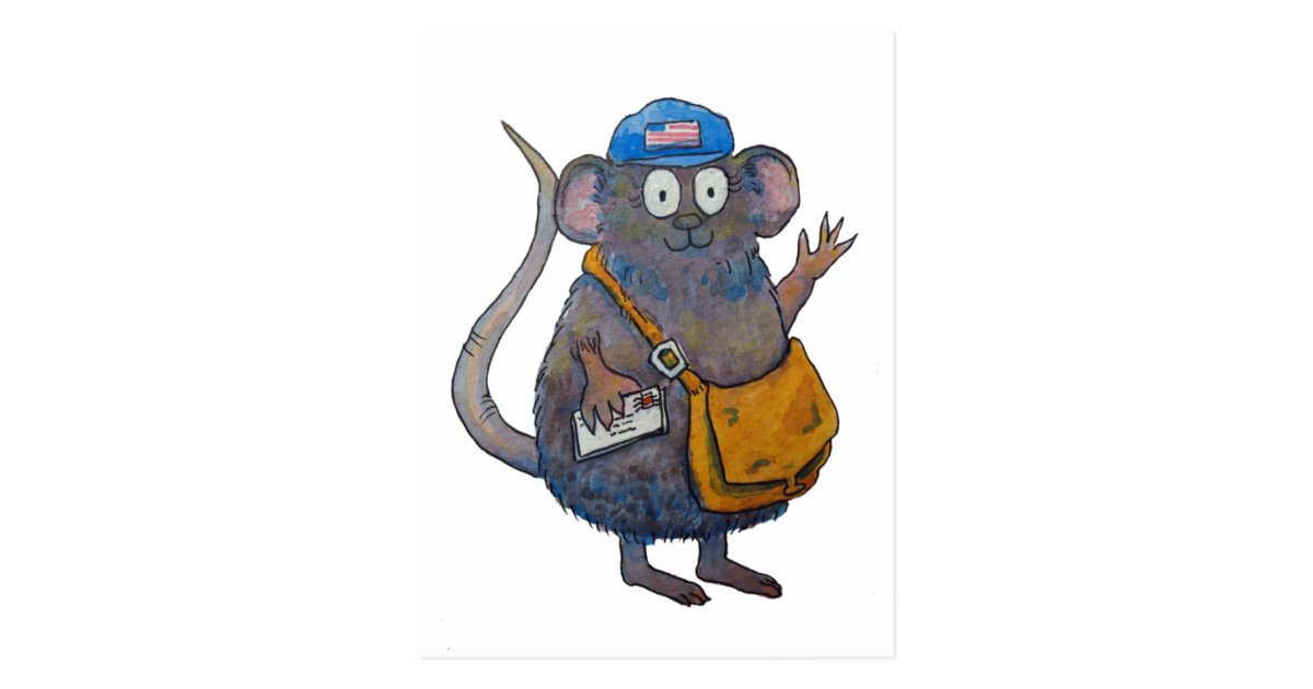 Postal Post Mail Carrier Postman Thank You Mouse Postcard | Zazzle.com