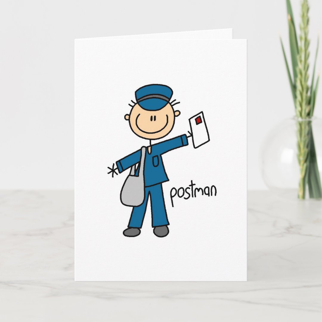 Postal Worker Stick Figure Card | Zazzle