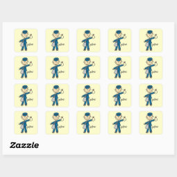 Postal Worker Stick Figure Square Sticker | Zazzle