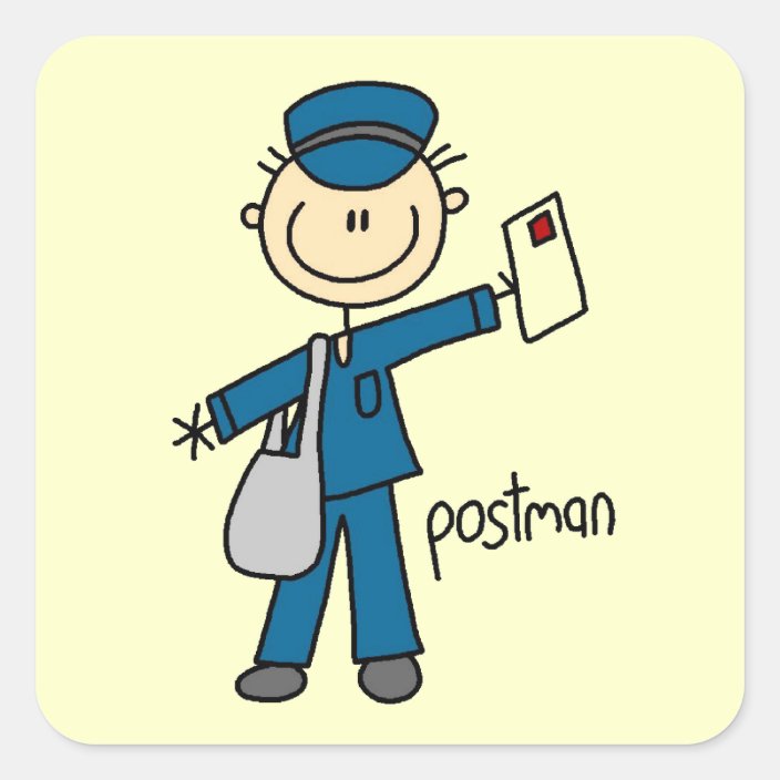 Postal Worker Stick Figure Square Sticker | Zazzle.com