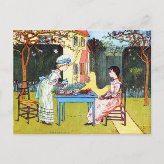 Postcard: 2 Victorian Girls Having Afternoon Tea Postcard | Zazzle.com