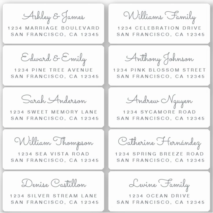 Postcard Calligraphy Wedding Guest Address Labels | Zazzle