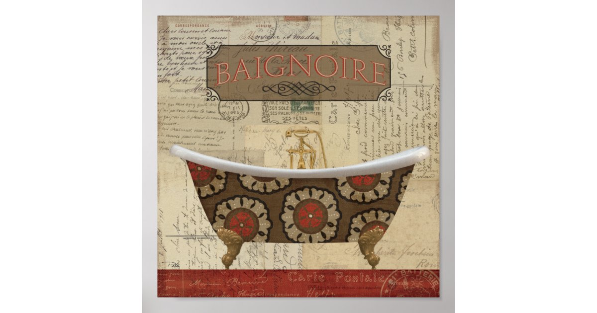 Postcard French Bathroom Poster | Zazzle