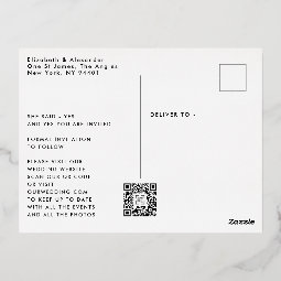 Postcard GOLD Three Photo QR CODE Save The Date | Zazzle